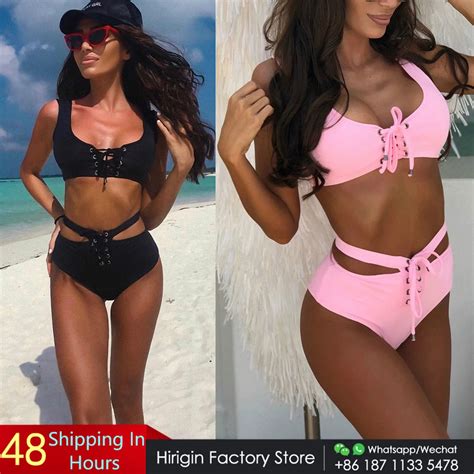 Hirigin Sexy Bandage High Waist Bikini Set Women Swimwear 2020 Push Up