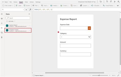 how to add a blank value to a dropdown list in power apps