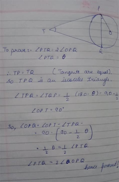Two Tangents Tp And Tq Are Drawn To A Circle With Centre O From An