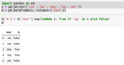 python create new pandas dataframe column containing