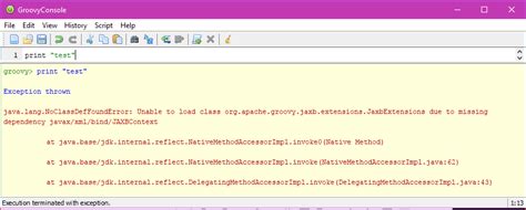 groovy executing scripts in groovyconsole with java 11 generates