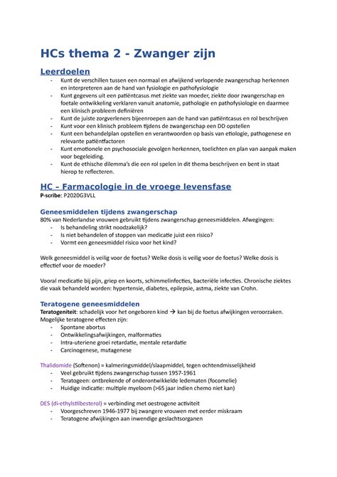 Hoorcolleges Thema 2 Zwanger Zijn Uitgebreid Hcs Thema 2