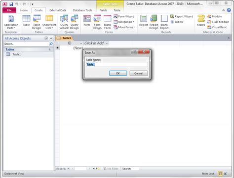 access create table vba and vb tutorials education