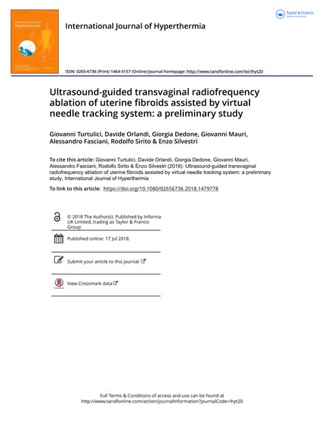 Pdf Ultrasound Guided Transvaginal Radiofrequency Ablation Of Uterine