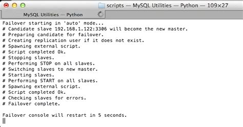 using the mysql script mysqlfailover for automatic failover with mysql