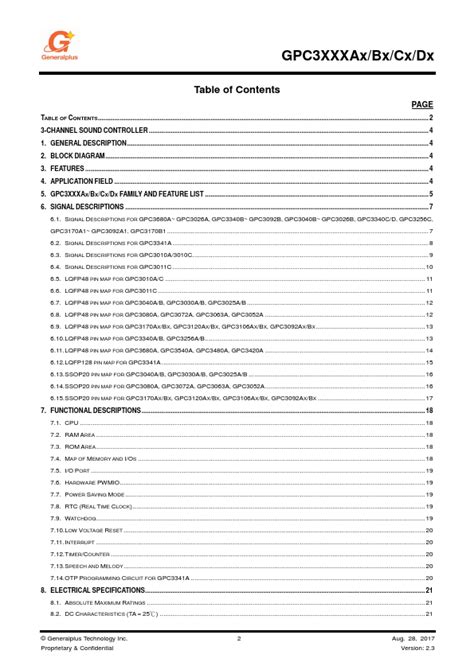 Gpc3052a Datasheet Pdf Generalplus