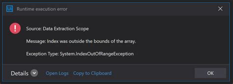 intelligent ocr data extraction scope message index was outside the