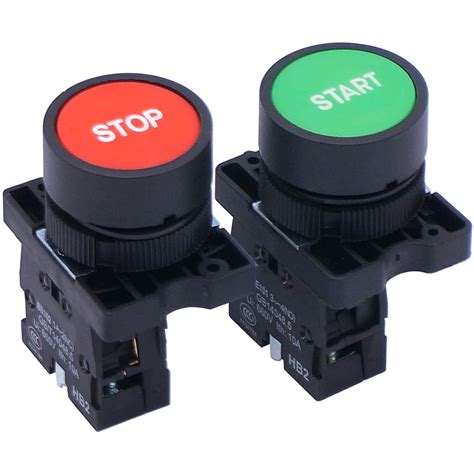 taiss momentary push button switch start stop red green sign no nc ac