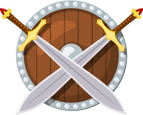 Drawing Of The Viking Sword And Shield Illustrations Royalty Free
