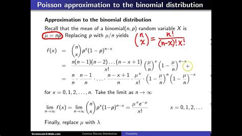 poisson approximation to the binomial distribution youtube