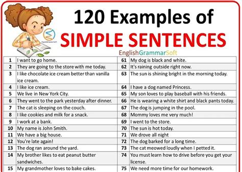 120 Examples Of Simple Sentences Englishgrammarsoft 58 Off
