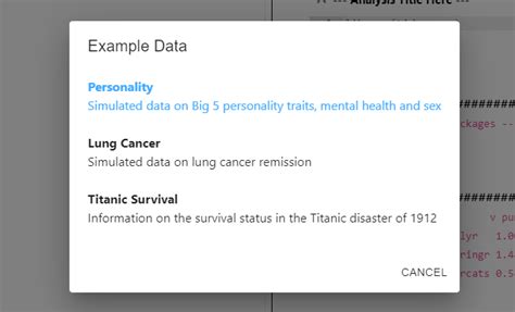 load example data statsnotebook simple powerful reproducible