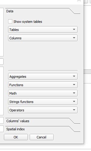 sql query builder in qgis 3 doesn t display columns names