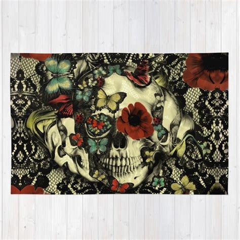 Vintage Gothic Lace Skull Rug By Kristy Patterson Design Society6