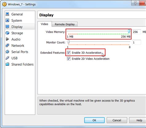 how to enable 3d acceleration and use windows aero in virtualbox