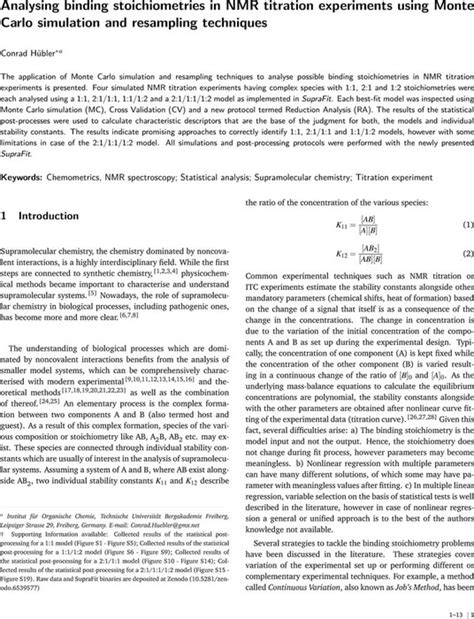 analysing binding stoichiometries in nmr titration experiments using