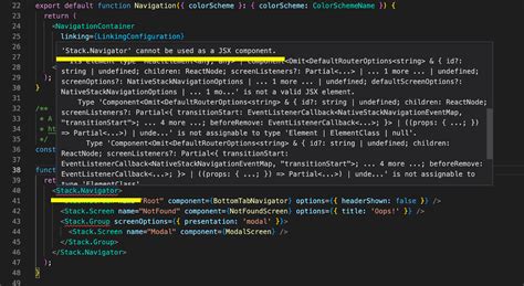 ‘stack navigator cannot be used as a jsx component — typescript errors