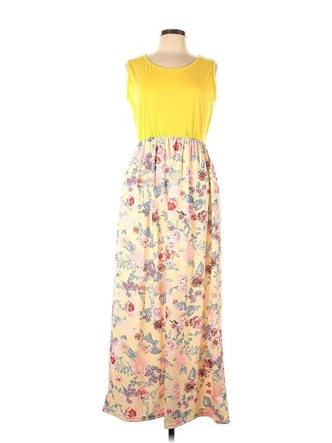 Unbranded Floral Motif Yellow Casual Dress Size L 52 Off Thredup