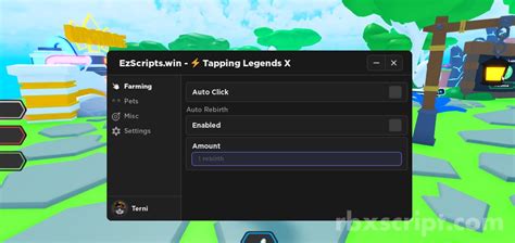 tapping legends x gui auto click auto rebirth and more scripts