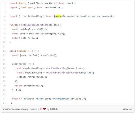 how to implement sms verification codes auto fill in react native