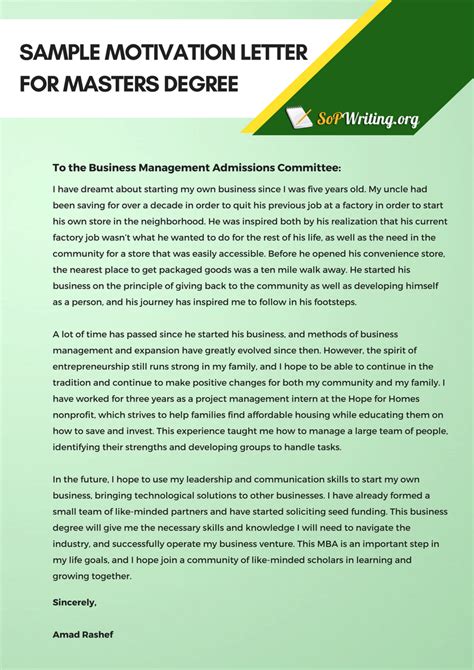 How To Write Letter Of Motivation For Master Crestlane Org