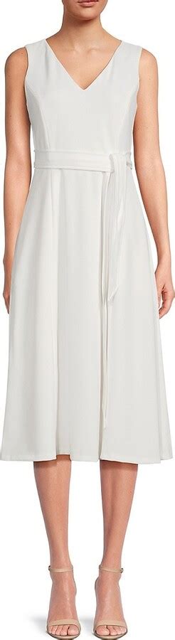 Calvin Klein Belted Midi A Line Dress Shopstyle
