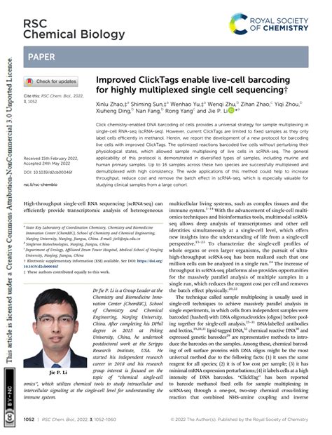 Pdf Improved Clicktags Enable Live Cell Barcoding For Highly