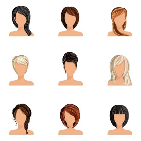 Women Hairstyles Collection Vector Premium Download