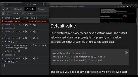 default value and rest property destructuring assignment youtube