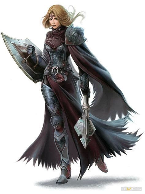 Female Human Mace Plate Armor Shield Cleric Fighter Paladin