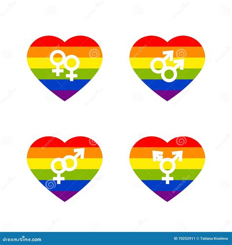 Símbolos De Lgbt Corazones Del Orgullo En Colores Del Arco Iris