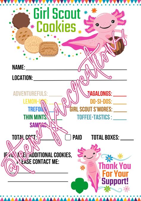 2024 Girl Scout Cookie Order Delivery Form Lbb Cookies Etsy Artofit