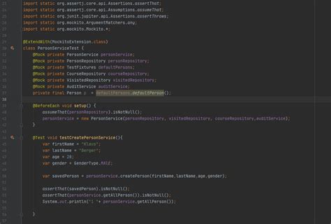 java why dose the my service class s createperson return null