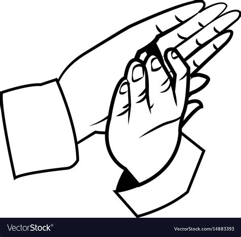 Hands Man Clapping Applause Gesture Outline Vector Image