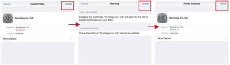 how do i import a certificate from my synology nas to my mobile device