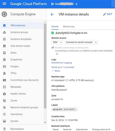 configuring gcp sdn connector using metadata iam fortigate public