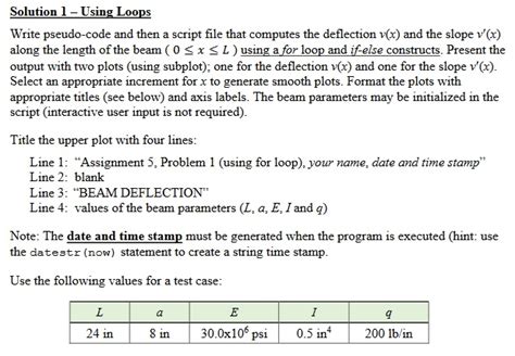 assignment 5 loops and vectorization objectives to