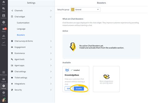 add knowledgebase to the chat widget livechat help center