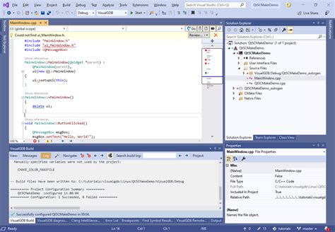 using cmake to build qt projects for linux visualgdb