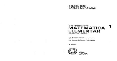 Pdf Fundamentos Da Matematica Elementar Vol 01 Conjuntos E Funções