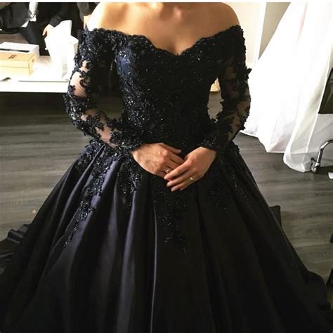 Long Sleeves Ball Gowns Wedding Dresses Lace Appliques Off Shoulder