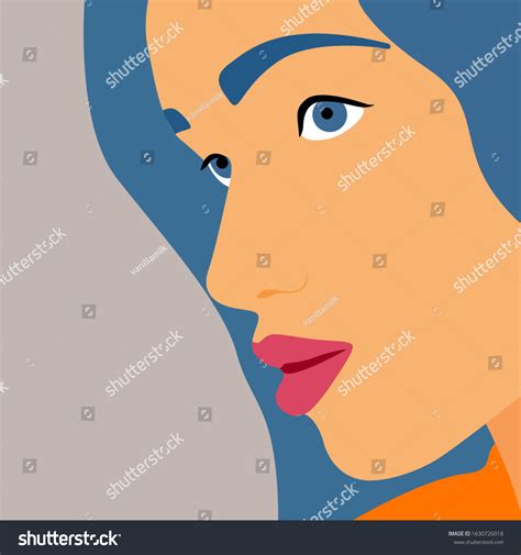 Beautiful Girl Blue Eyes Bright Lips Stock Vector Royalty Free