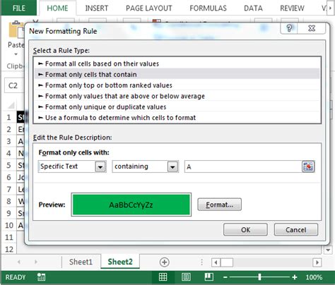 manage rules in conditional formatting
