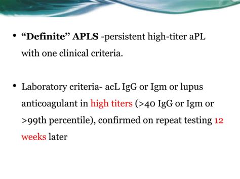 Antiphospholipid Antibody Syndrome Updated Guidelines Ppt
