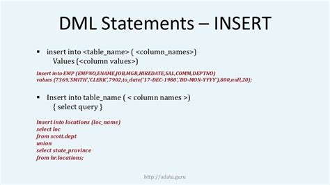 oracle sql dml statements