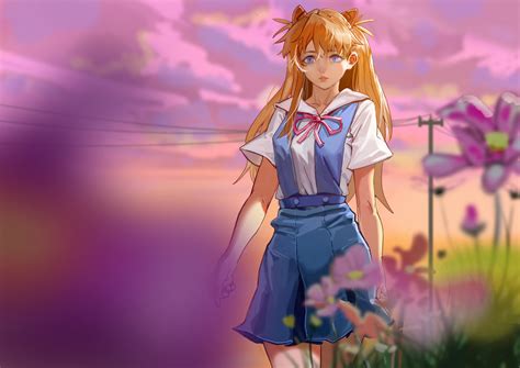 Wallpaper Neon Genesis Evangelion Redhead Twintails Anime Girls