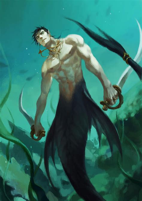 Merman By Kkkkiti On Deviantart Fantasy Mermaids Mermaid Art