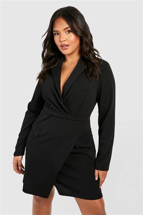 Plus Wrap Detail Blazer Dress Boohoo