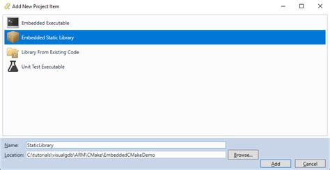 creating embedded cmake projects with visualgdb