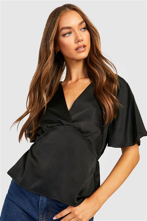 Angel Sleeve Peplum Blouse Boohoo